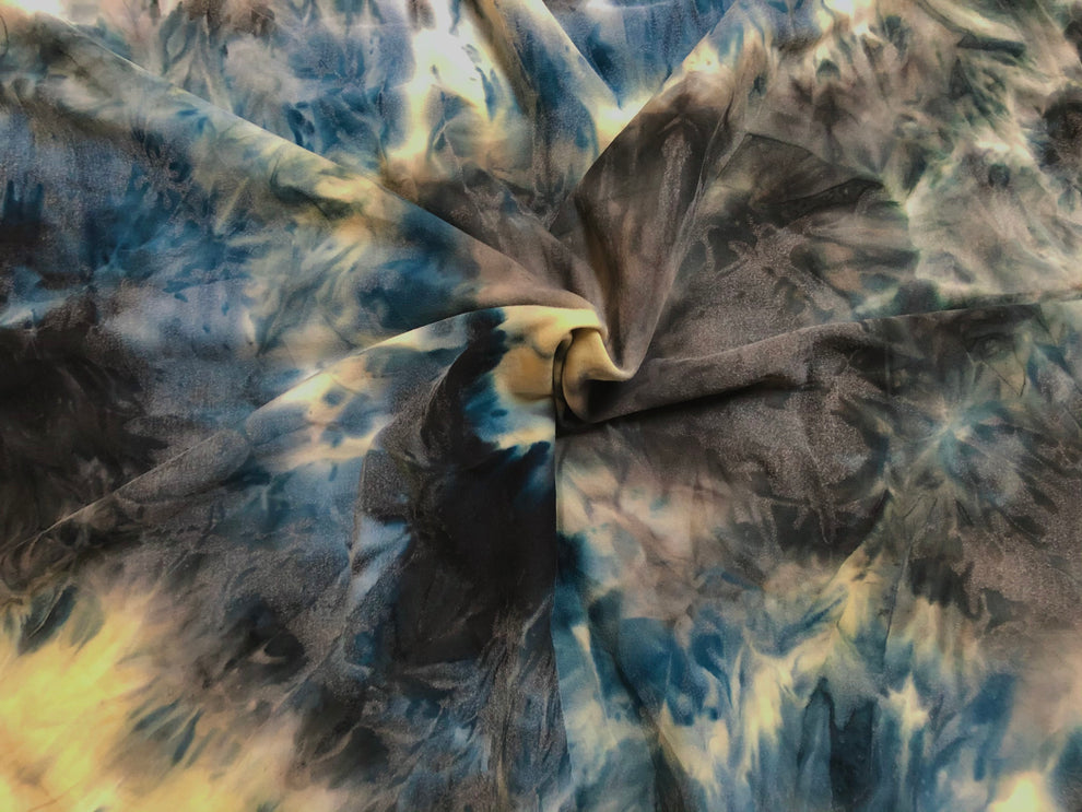 DTY Brushed Knit Fabric – Midnight Storm Burst Tie Dye – 4-Way Stretch ...